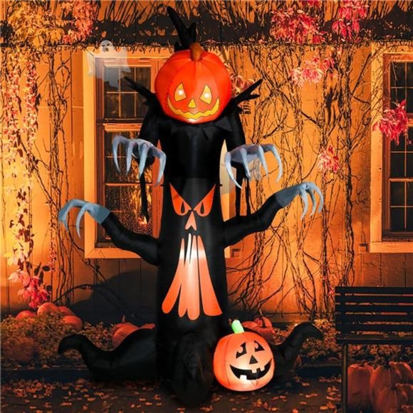 Holiday | 8 Ft Halloween Inflatables Witch Tree With Pumpkins Led ...